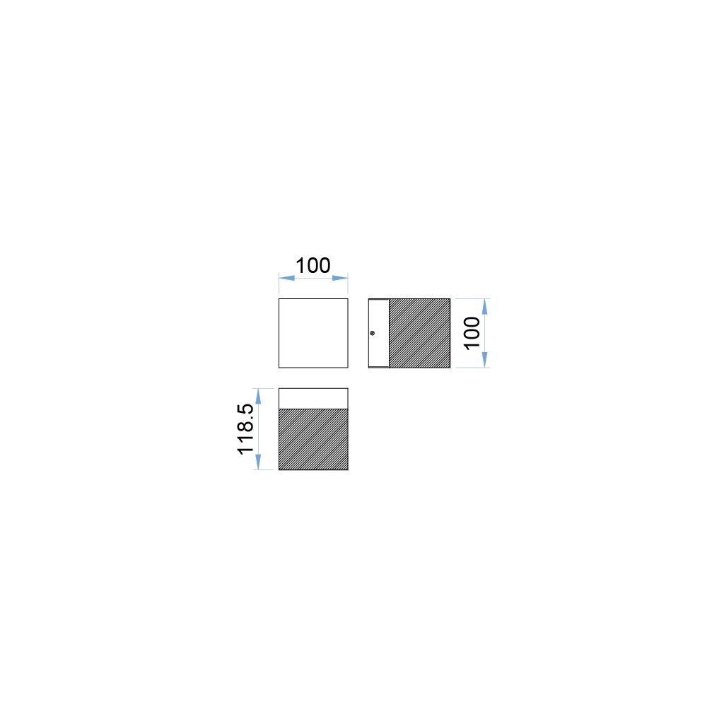 Kubo: LED wall lamp made of steel in the shape of a cube