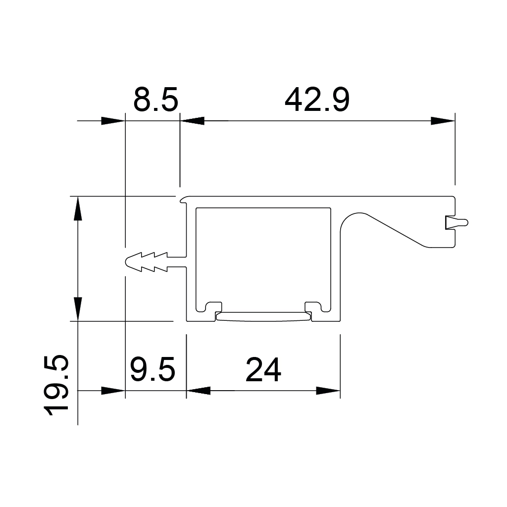 Mycos: recessed aluminum LED profile for cabinet
