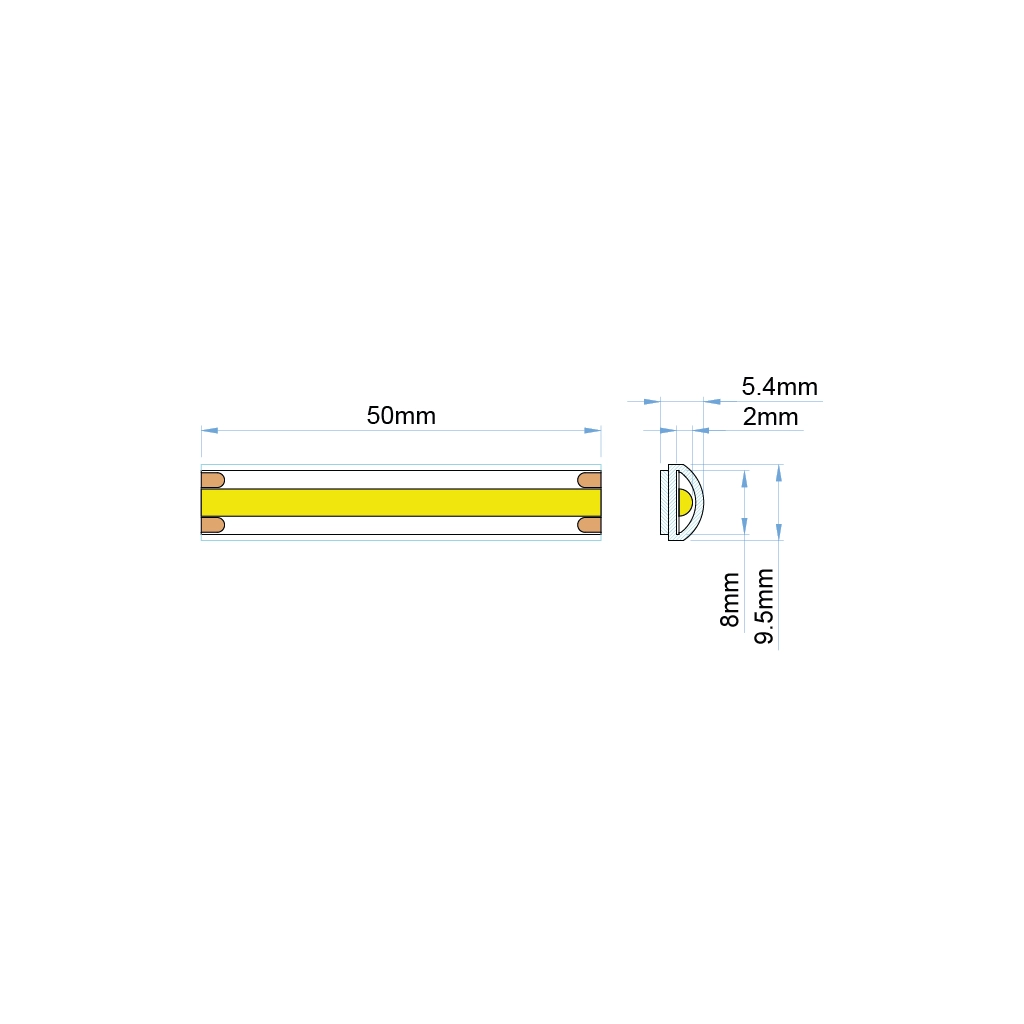 Dimmable COB LED strip, IP65, 24V DC 532 to 594 lumen/m